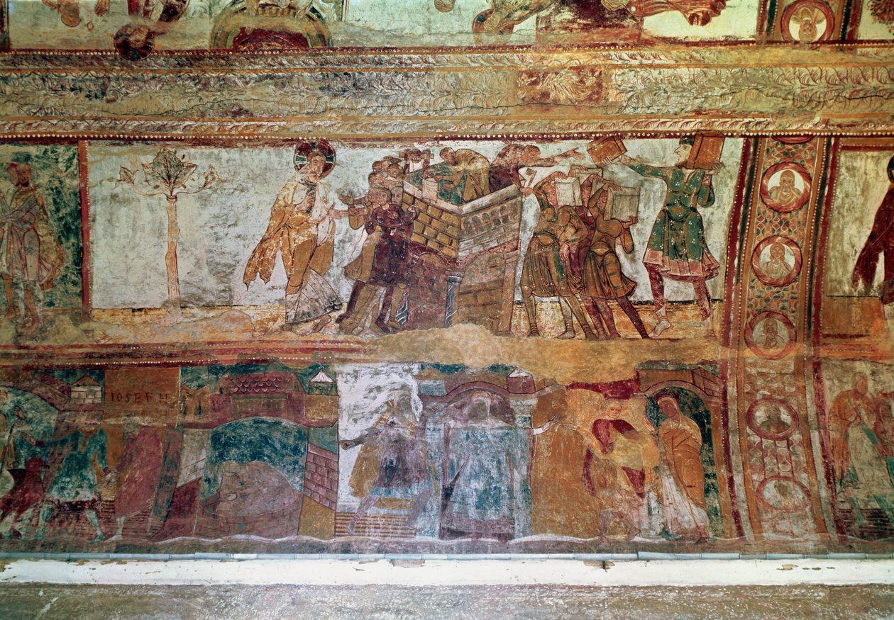 The Construction of the Tower of Babel (upper register); The Meeting of Joseph and Potiphar's ...